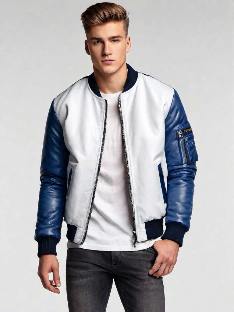 Cinema Outfit Idea: Mans navy blue blue bomber jacket