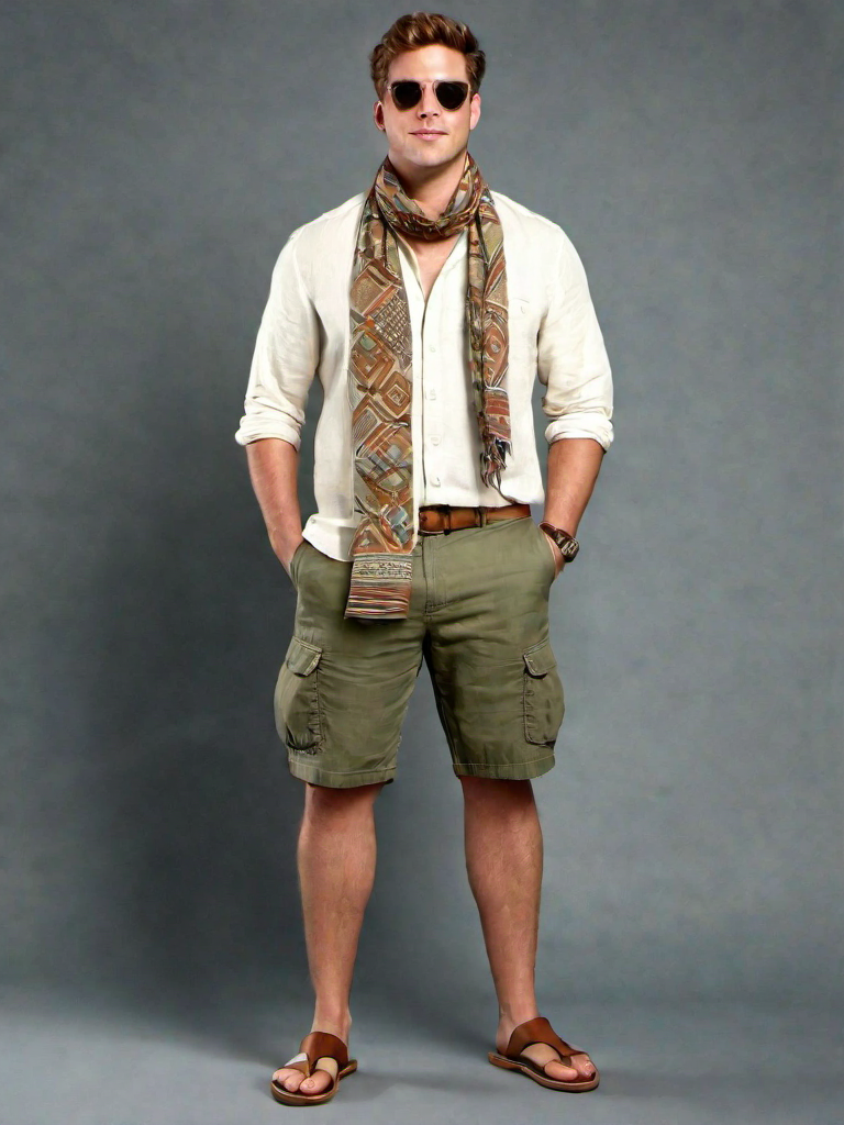 Outdoor-activity Outfit Idea: Man’s beige linen shirt