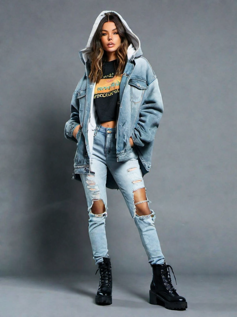 Casual Outfit Idea: Vrouwelijke zwarte leren jas