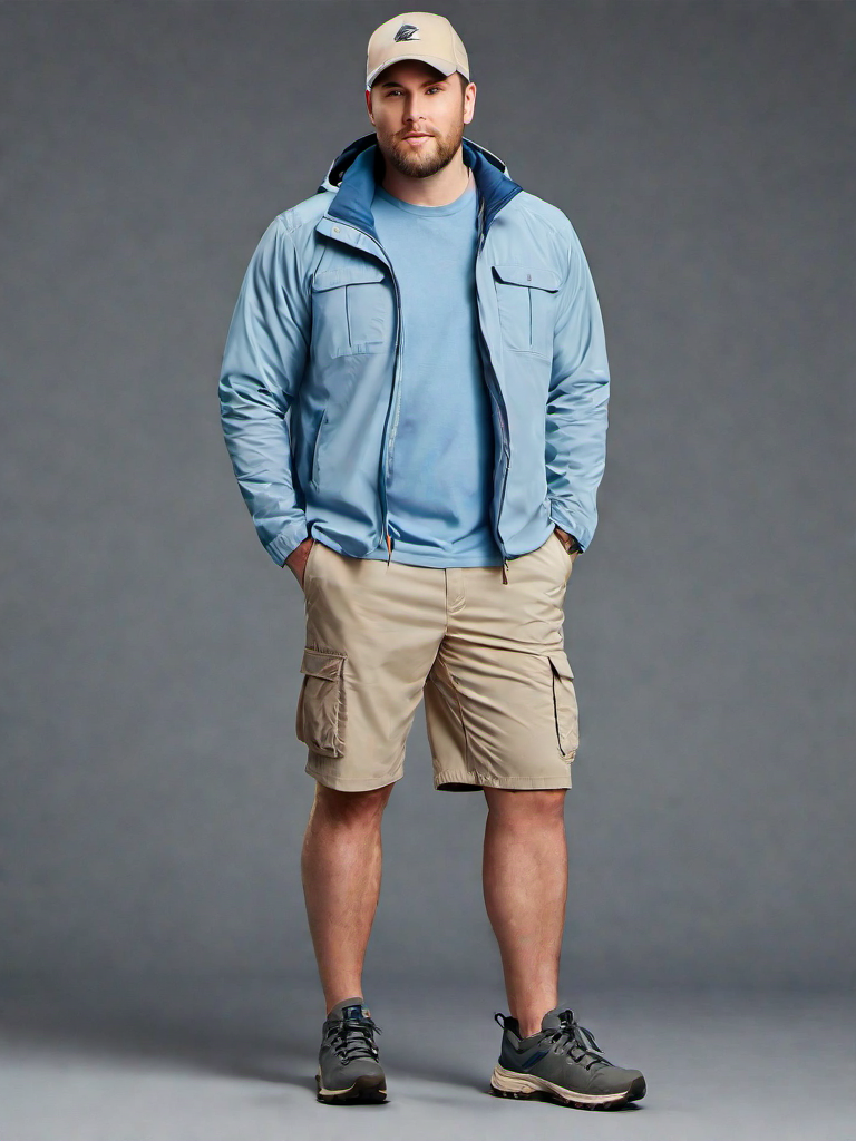 Outdoor-activity Outfit Idea: Man’s light blue moisture-wicking t-shirt